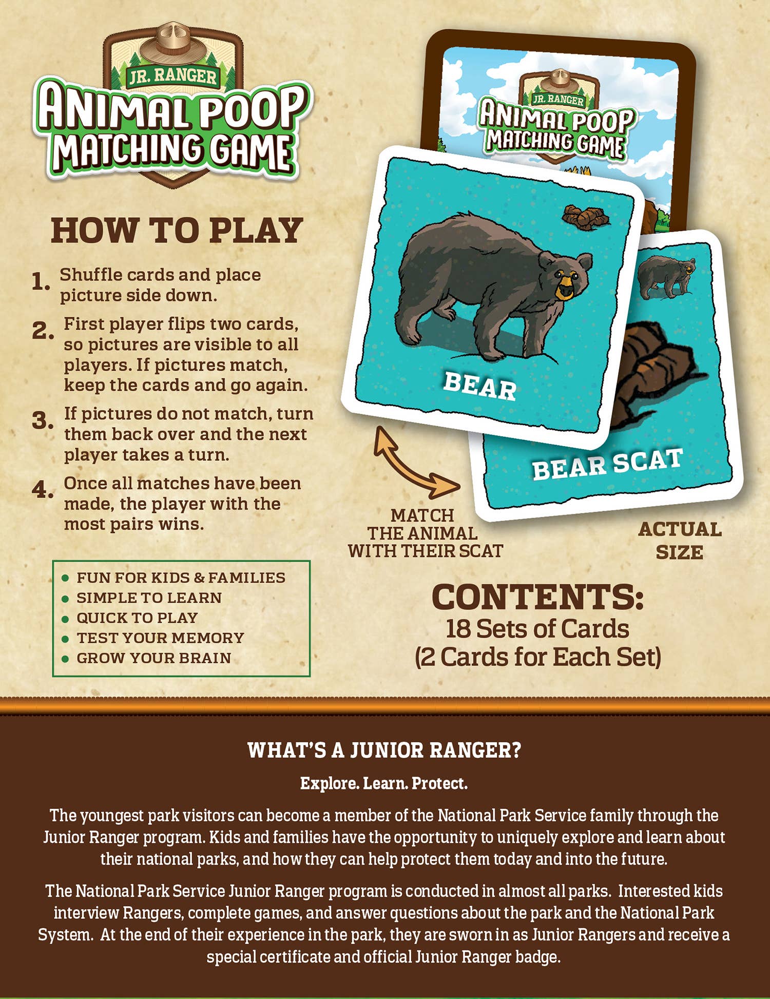 Jr. Ranger - Animal Poop Matching Game – TownsendMercantileCo